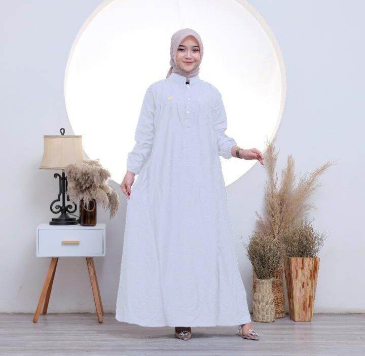 abaya arab basic polos terbaru bahan polos linen gamis wanita muslim ...