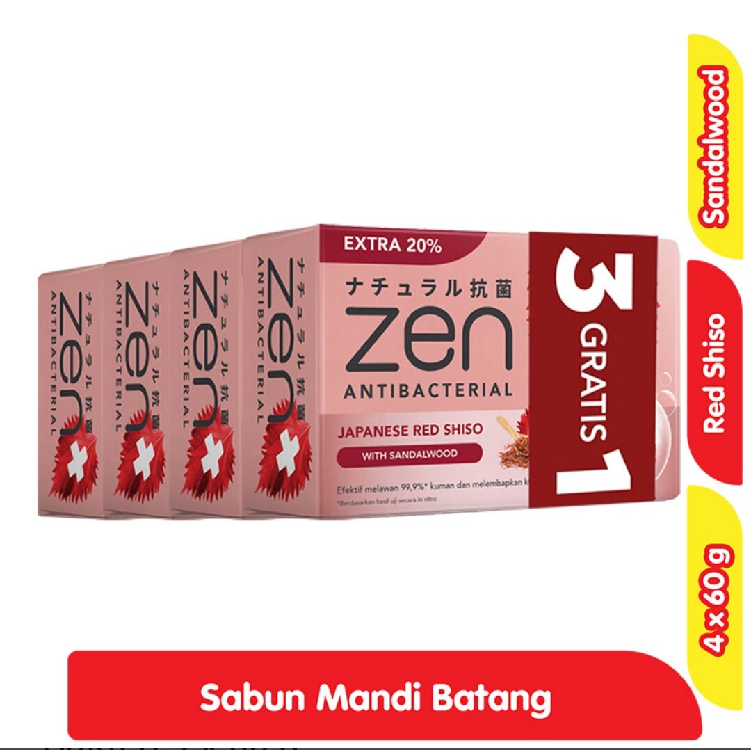 ZEN Sabun Mandi Batang Japanese Red Shiso With Sandalwood Anti Bakteri ...