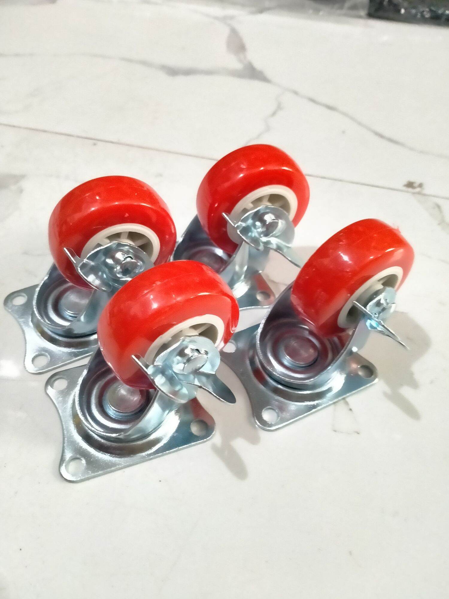 roda rem 2 inchi merah 1set 4pcs roda merah 2 inchi 1set roda etalase ...