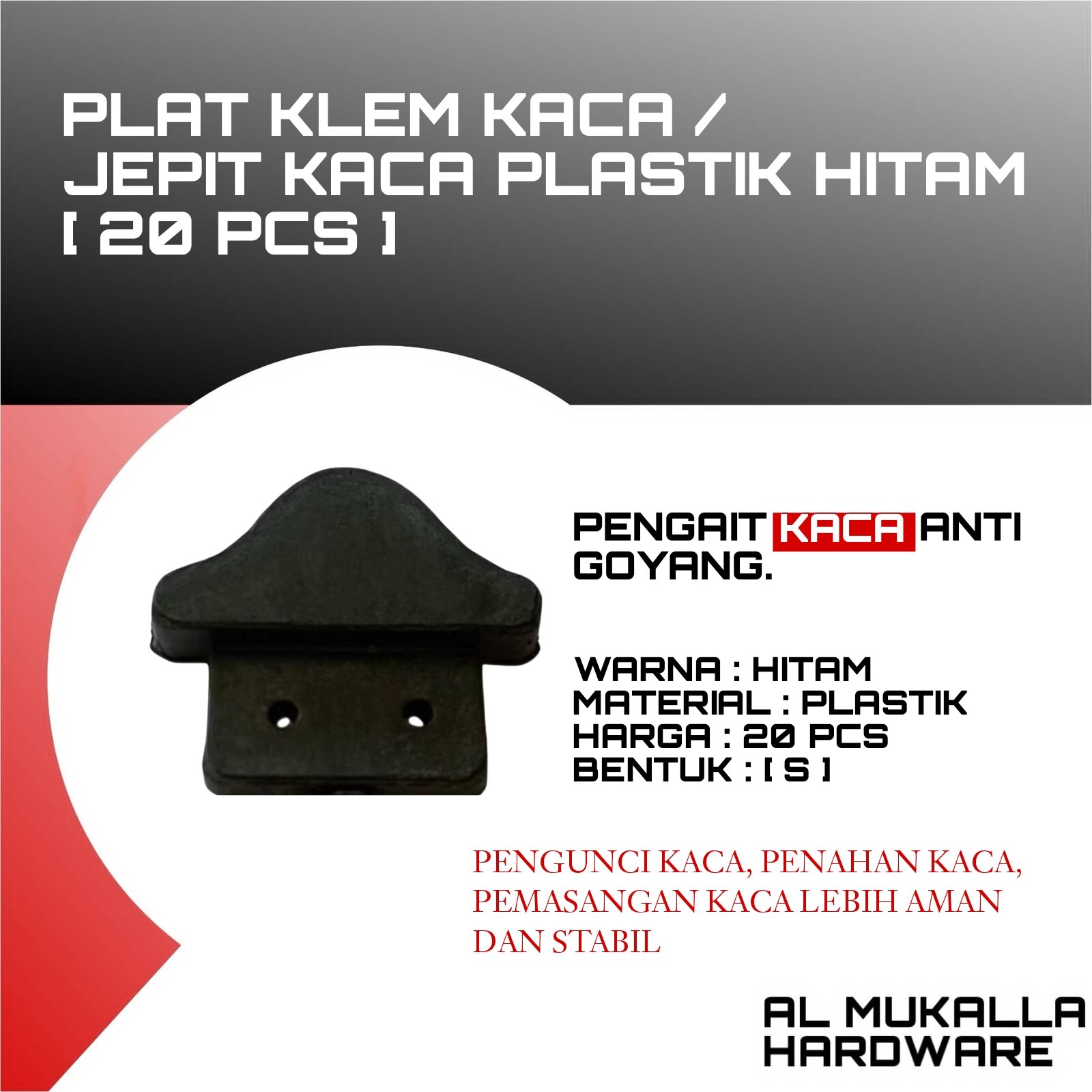 [ 20 Pcs ] Plat Jepit Klem Kaca Plastik Penahan Kaca Cermin | Cempet ...