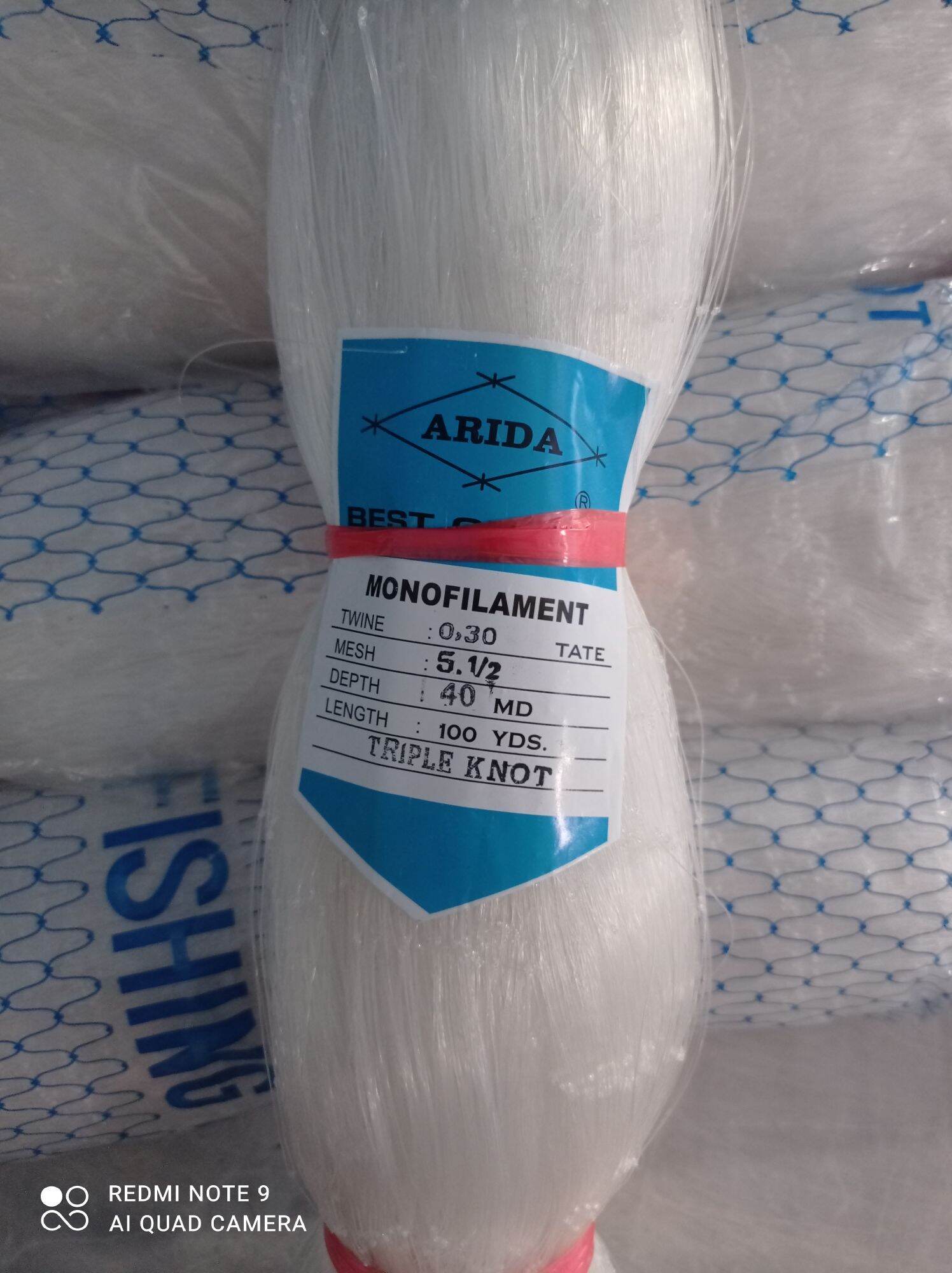 Jaring Ikan Arida 5½ inchi 0.30 40md/100yds tate tiga ikatan anti geser ...
