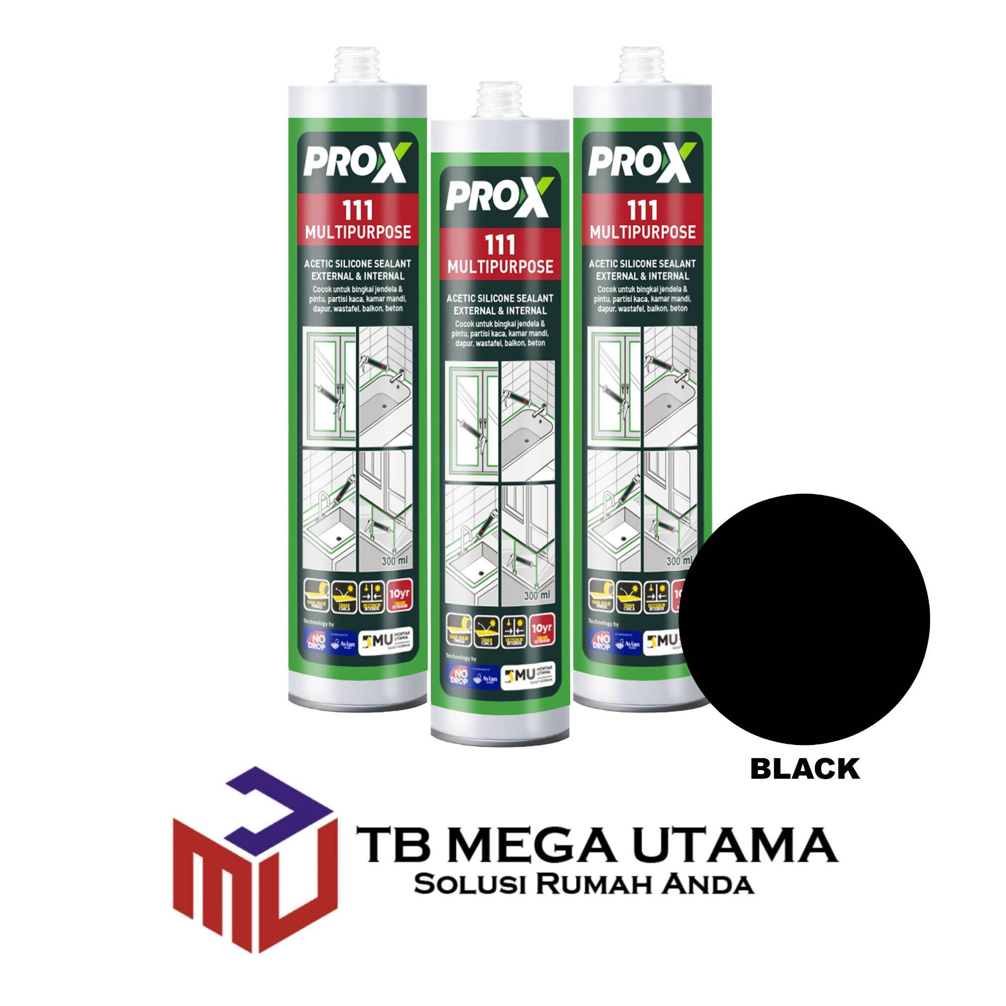 PRO-X 111 Multipurpose Acetic Sealant Black 300 ml | Silicone Sealant ...