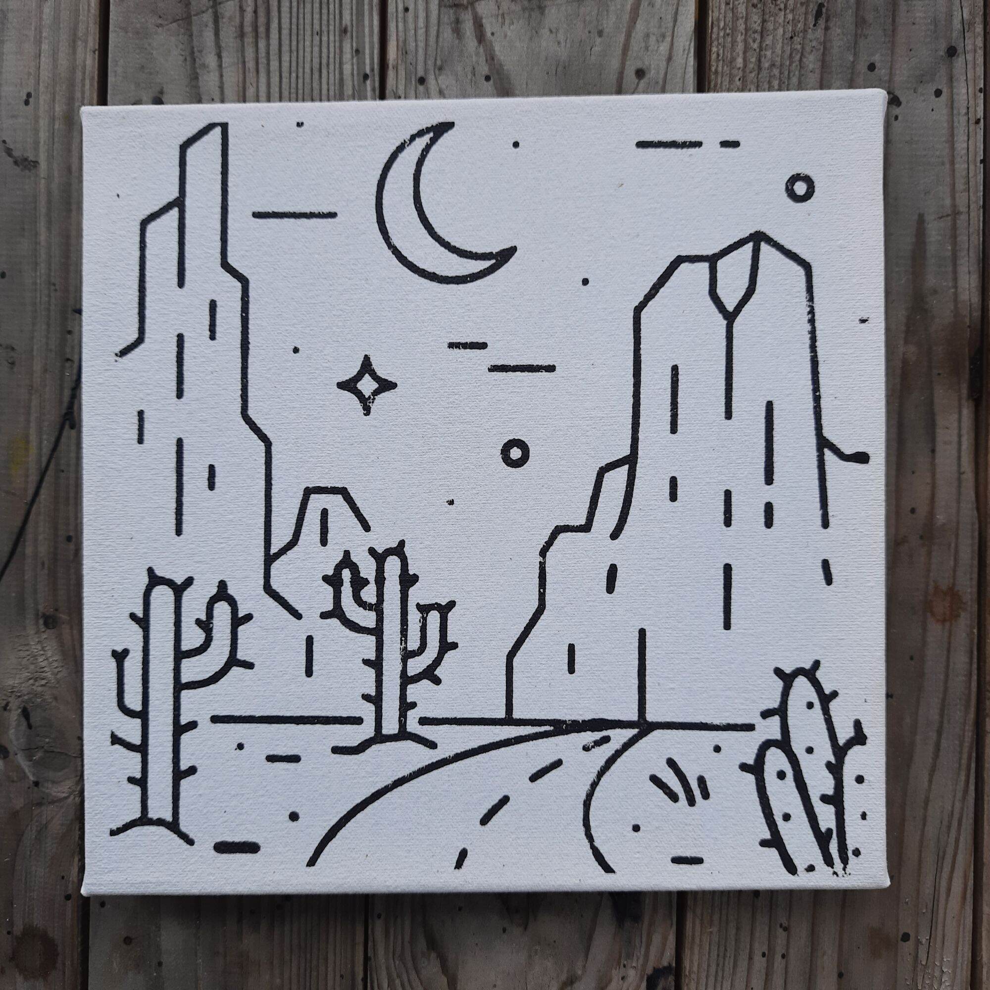 kanvas lukis sketsa pegunungan 20x20cm canvas anak belajar menggambar ...