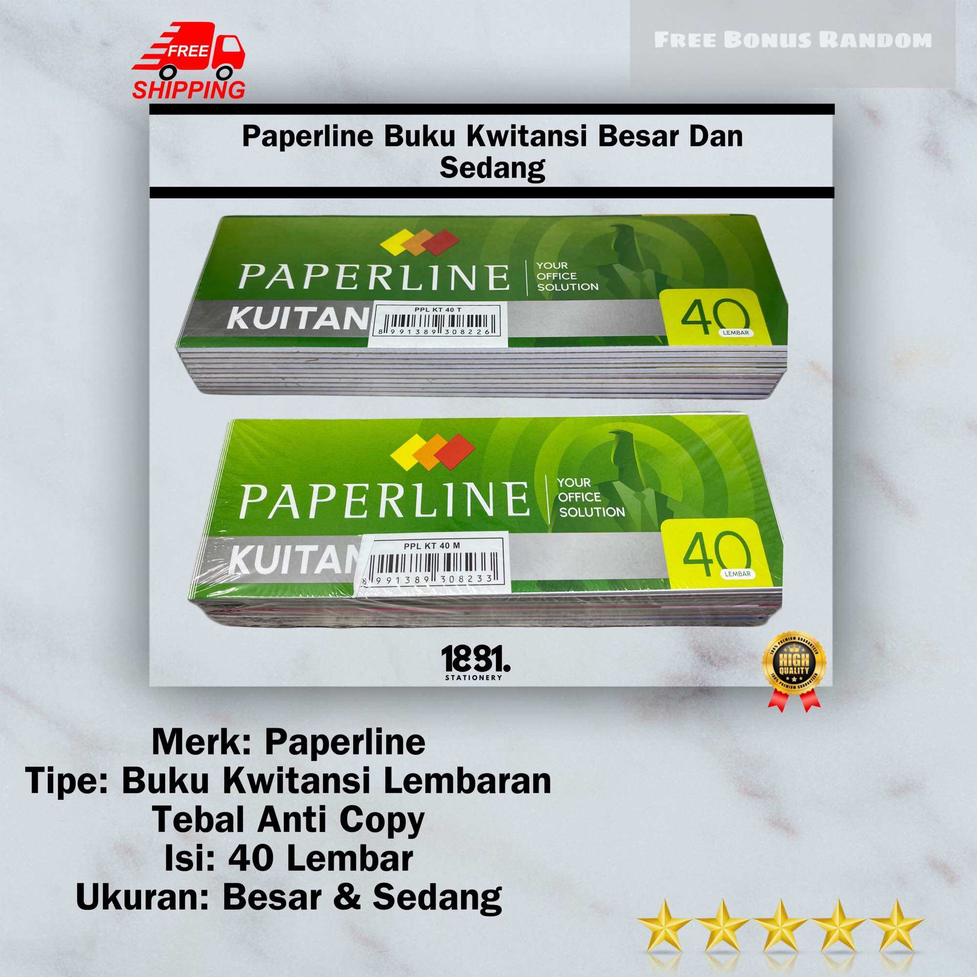 Buku Kwitansi Paperline Besar & Sedang 40 Lembar | Lembaran Tebal Anti ...