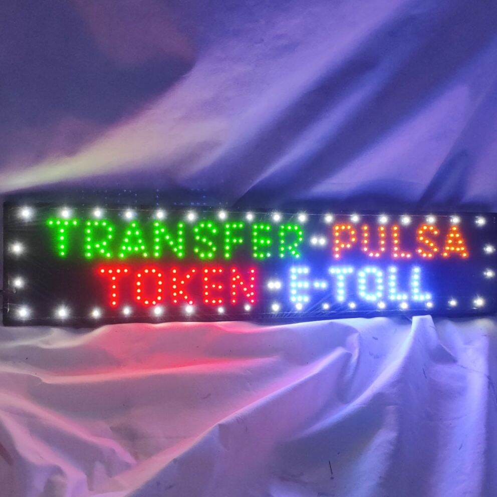 papan lampu tulisan LED TRANSFER PULSA TOKEN E-TOLL 80X20 | Lazada ...