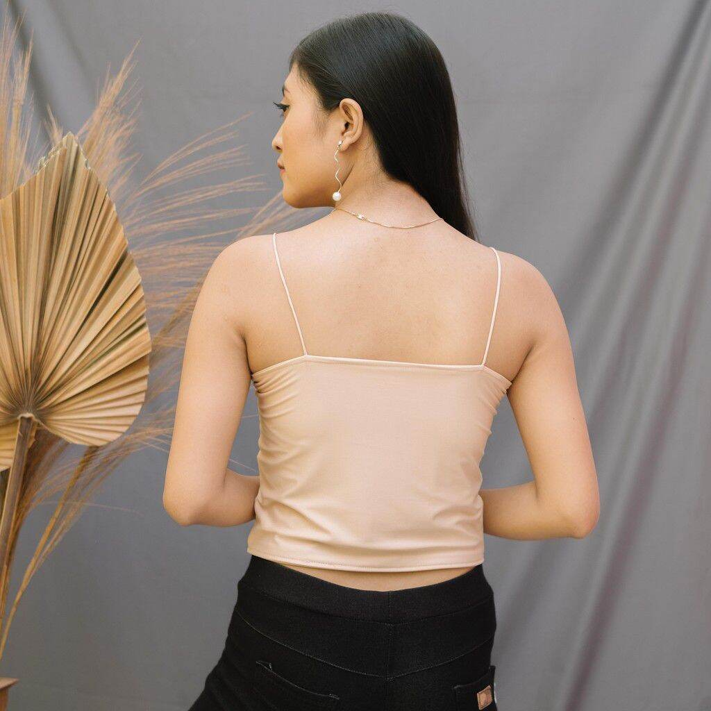 Tank top crop tali spaghetti / kemben tali spaghetti / tangtop Korea ...