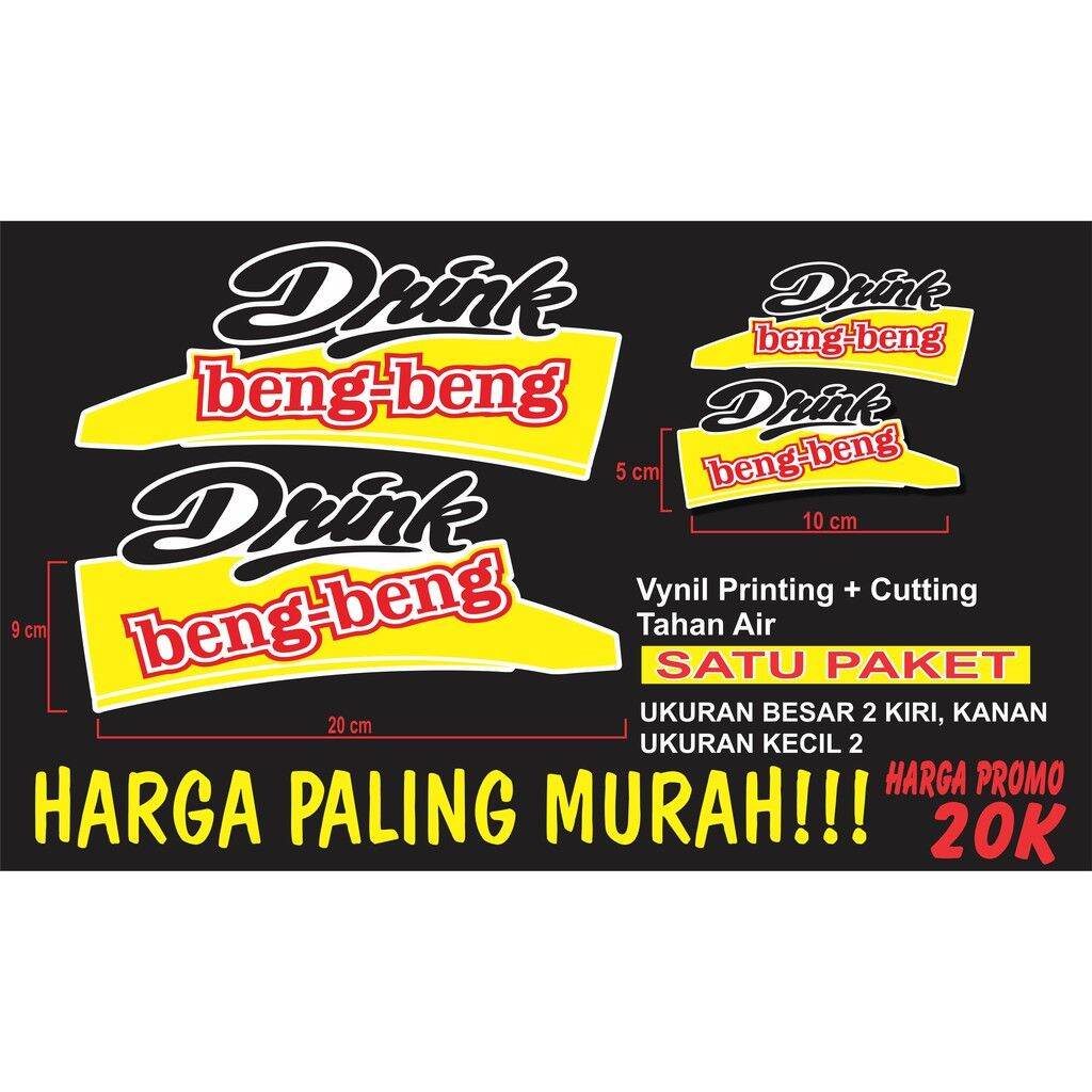 sticker drink beng-beng printing cutting isi 4 | Lazada Indonesia