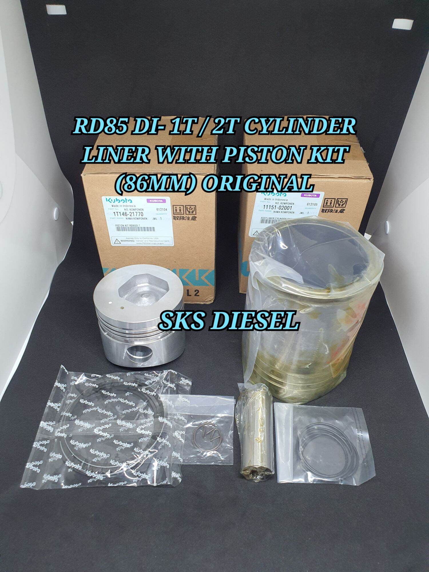 RD85 DI - 1T 2T CYLINDER LINER + PISTON SET FORING PISTON RING PEN ...