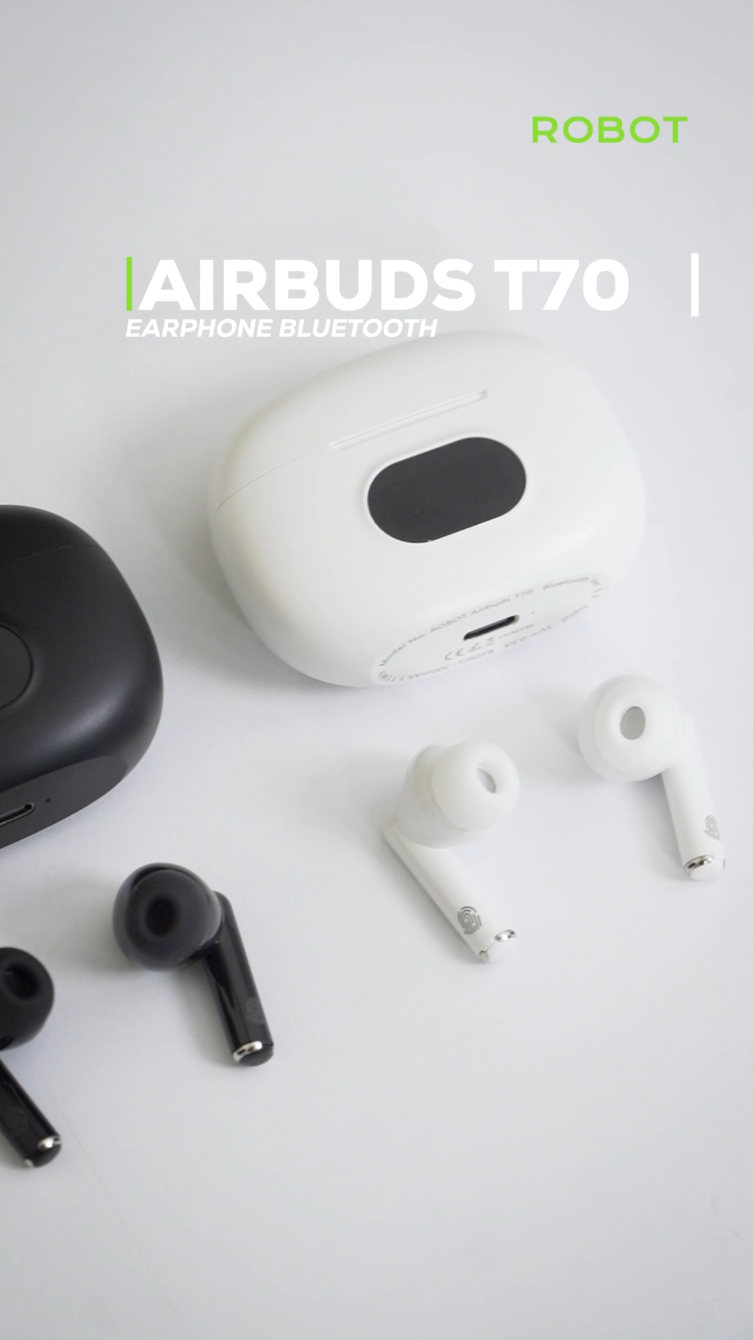 Robot Wireless Earphone Airbuds T70 Original TWS Deep Bass Bluetooth ...