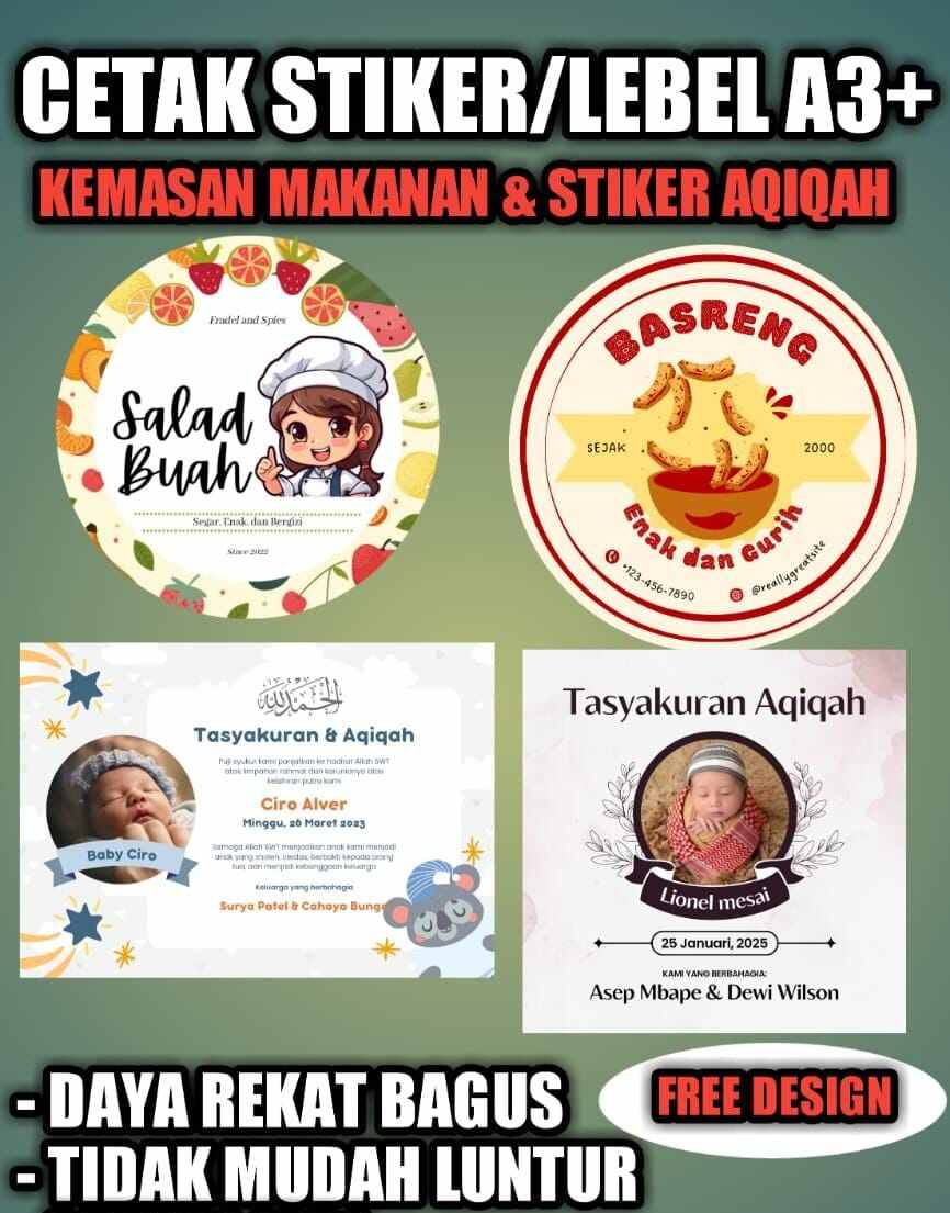 Cetak stiker Lebel Makanan & Stiker Aqiqah | Lazada Indonesia