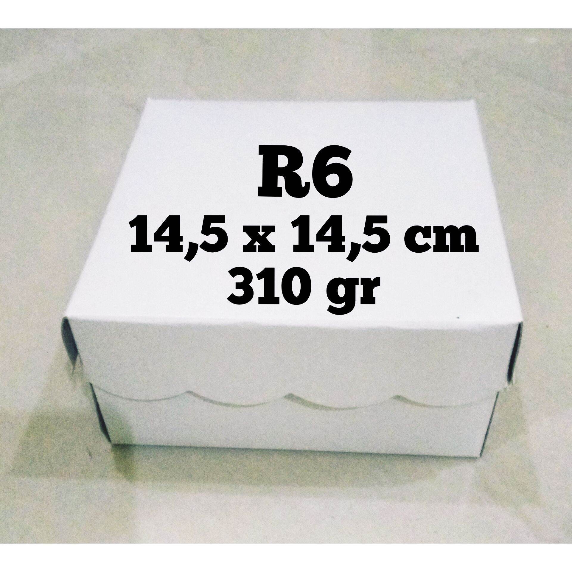 DUS R6 14,5X14,5 CM PUTIH POLOS KOTAK KUE SNACK BOX ISI 6 KUE ROTI ...