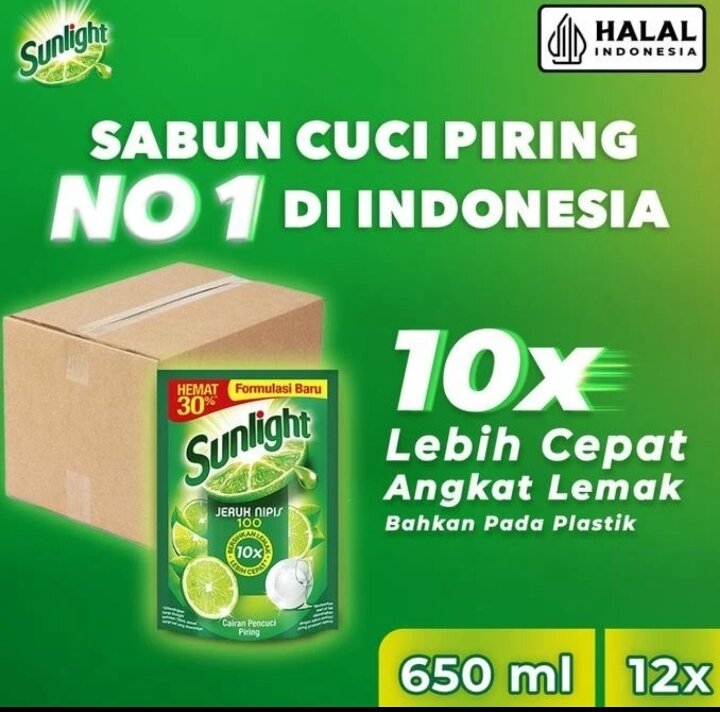 sunlight cairan pencuci piring jeruk nipis 650ml isi 12 pcs | Lazada Indonesia