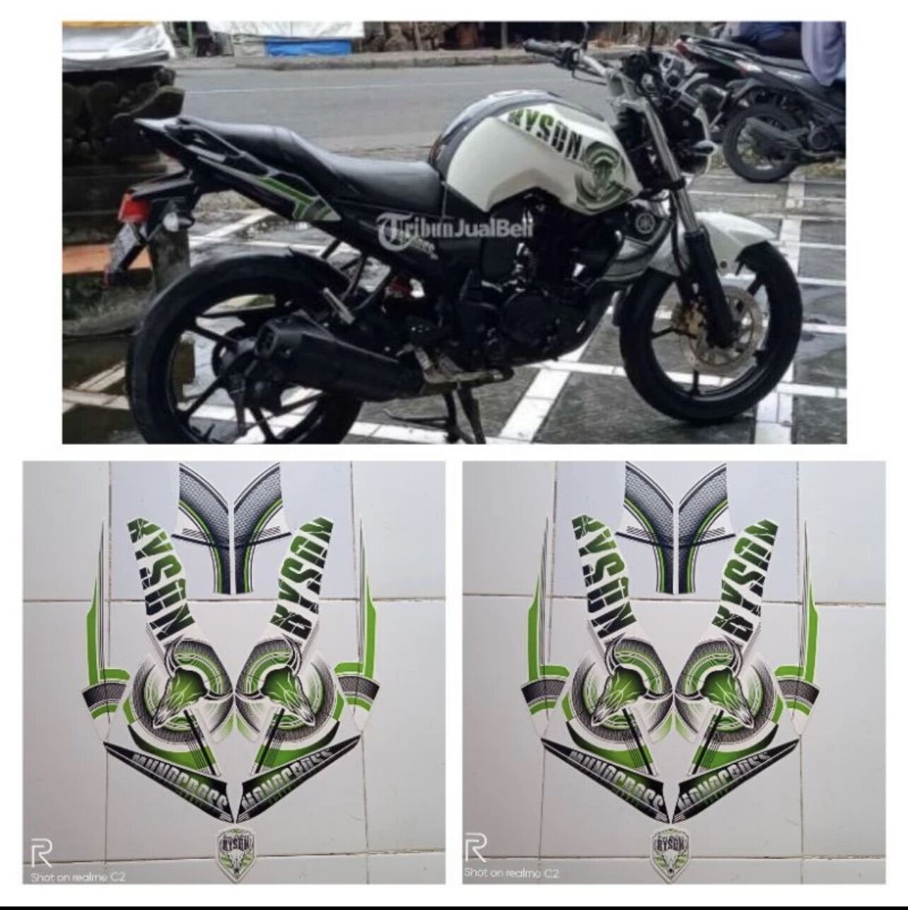 STIKER STRIPING & LIS BODI MOTOR BYSON TAHUN 2013 WARNA HITAM HIJAU ...