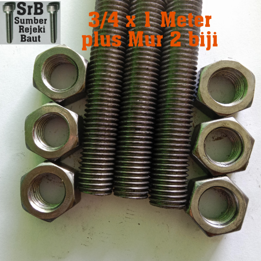 As Drat M19 Panjang 1 Meter(Drat Kasar) Baut Long Full Drat | Lazada ...