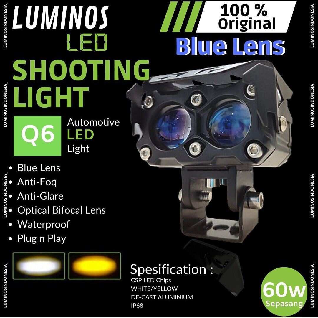 LAMPU LUMINOS Q6 MINI PROJIE SUPER TERANG 2 MATA LED 2 WARNA ORIGINAL ...