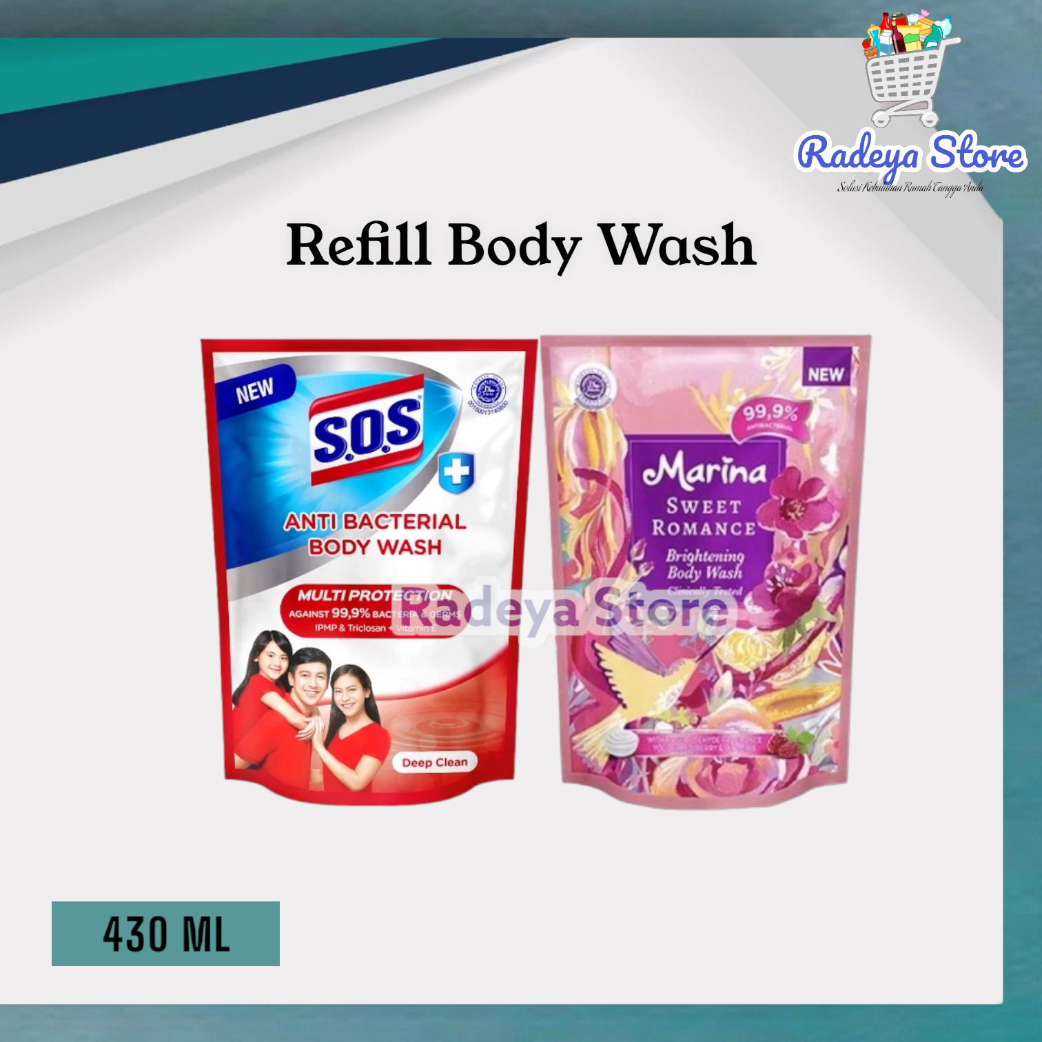 Marina Body Wash / SOS Sabun Mandi Antibacterial Kemasan 430 ML ...