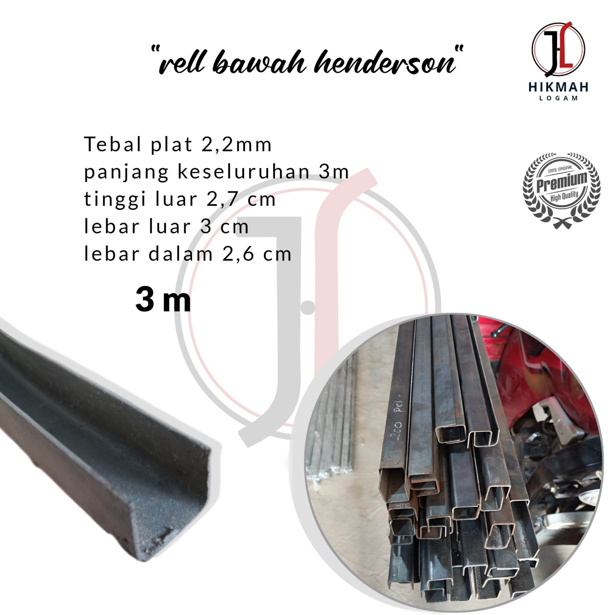 rell bawah henderson panjang 3m | komponen pintu sliding | Lazada Indonesia