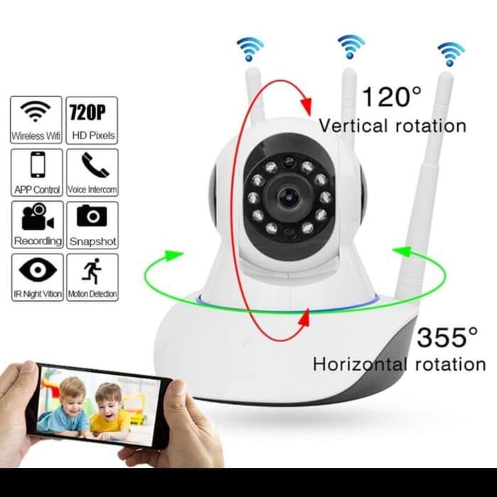 CCTV CAMERA 3 ANTENA WIFI 1080 HD IP CAM HIDDEN SECURITY CAM V 380 ...