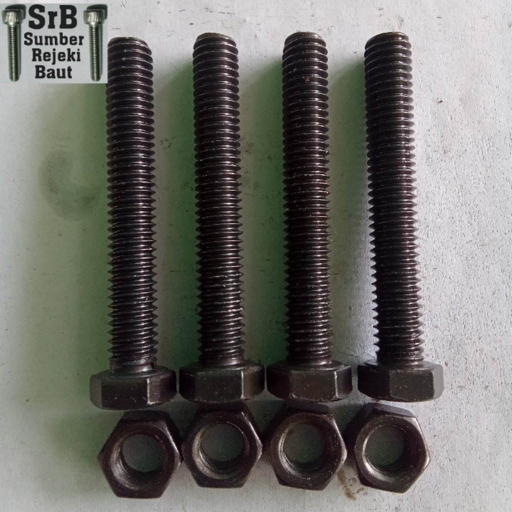 Baut Baja carbon kunci 14 ( nc 3/8 x 2 1/2 inch) Drat Kasar+mur Harga ...