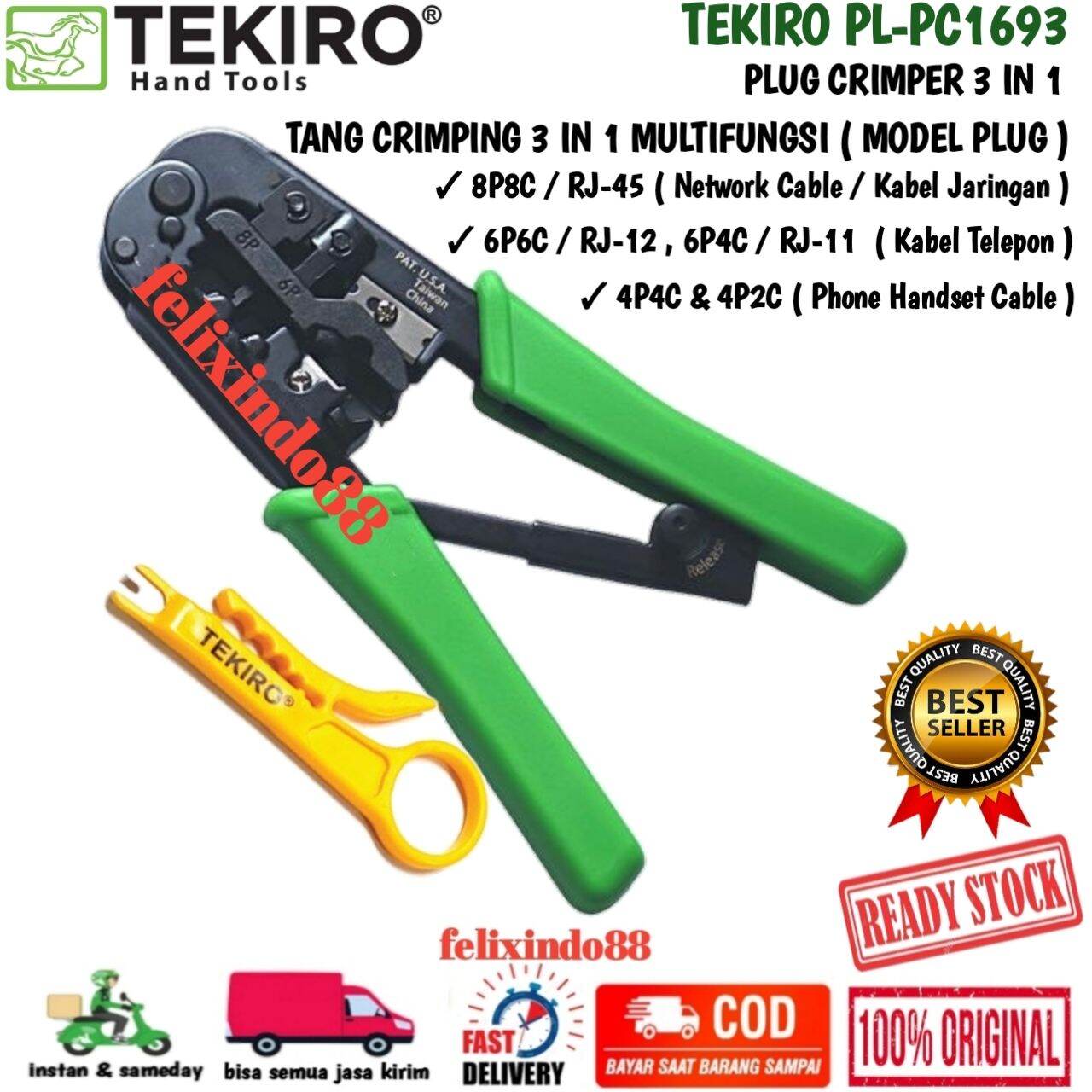 TEKIRO TANG CRIMPING / TANG KRIMPING RJ45 & RJ 11 3 IN 1 SKUN KABEL ...