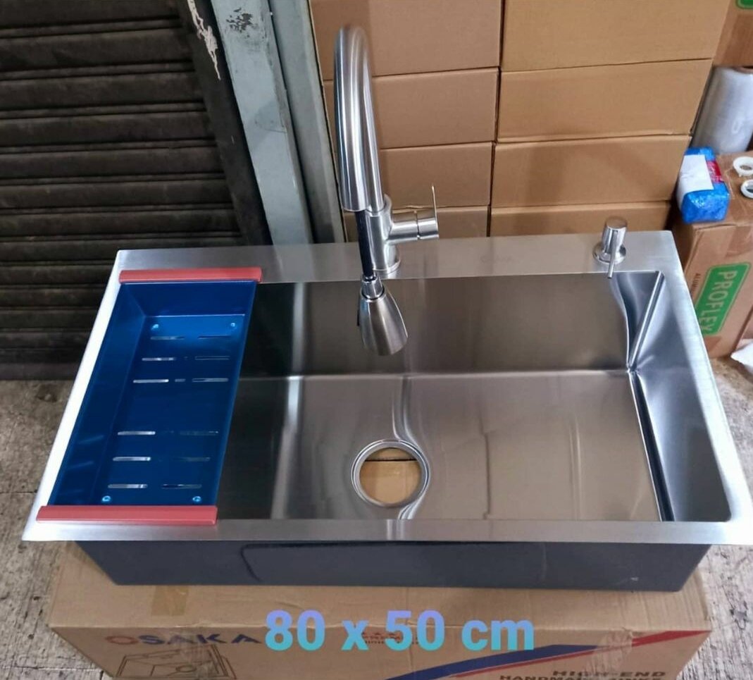 paket sink 8050+kran tarik stainless bak cuci piring stainless 1 lubang ...