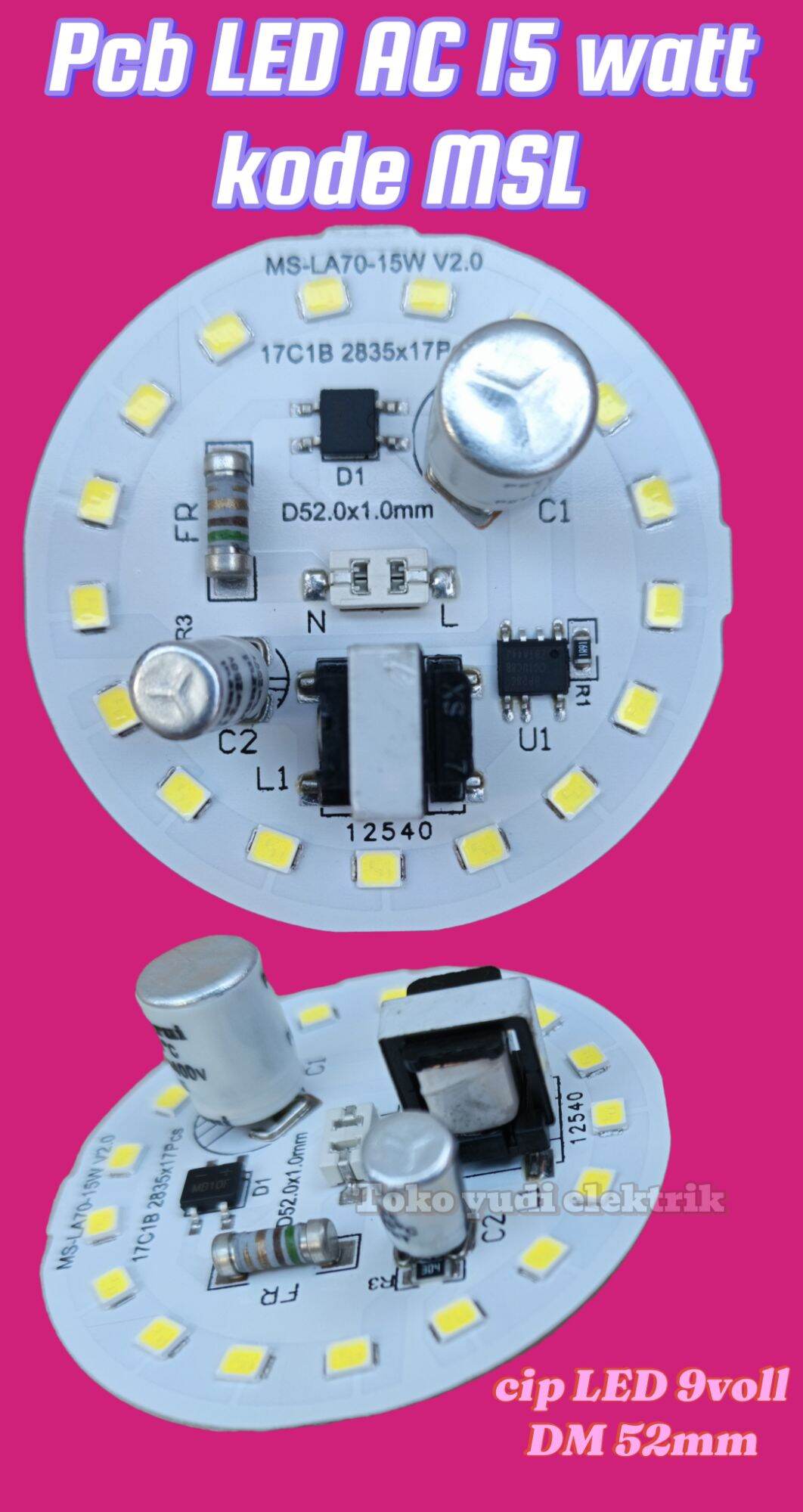 PCB lampu LED AC 15 watt kode MSL DM 52mm | Lazada Indonesia