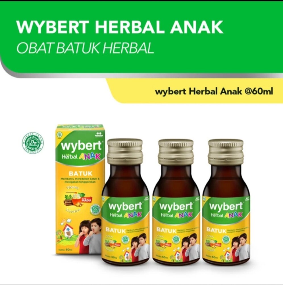 Wybert Herbal Anak Syrup 60ml - obat batuk Herbal Anak 60ml dan ...