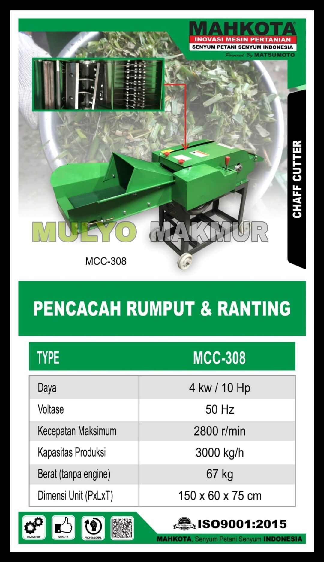 MESIN PENCACAH RUMPUT CHOPPER MAHKOTA MCC308 | Lazada Indonesia
