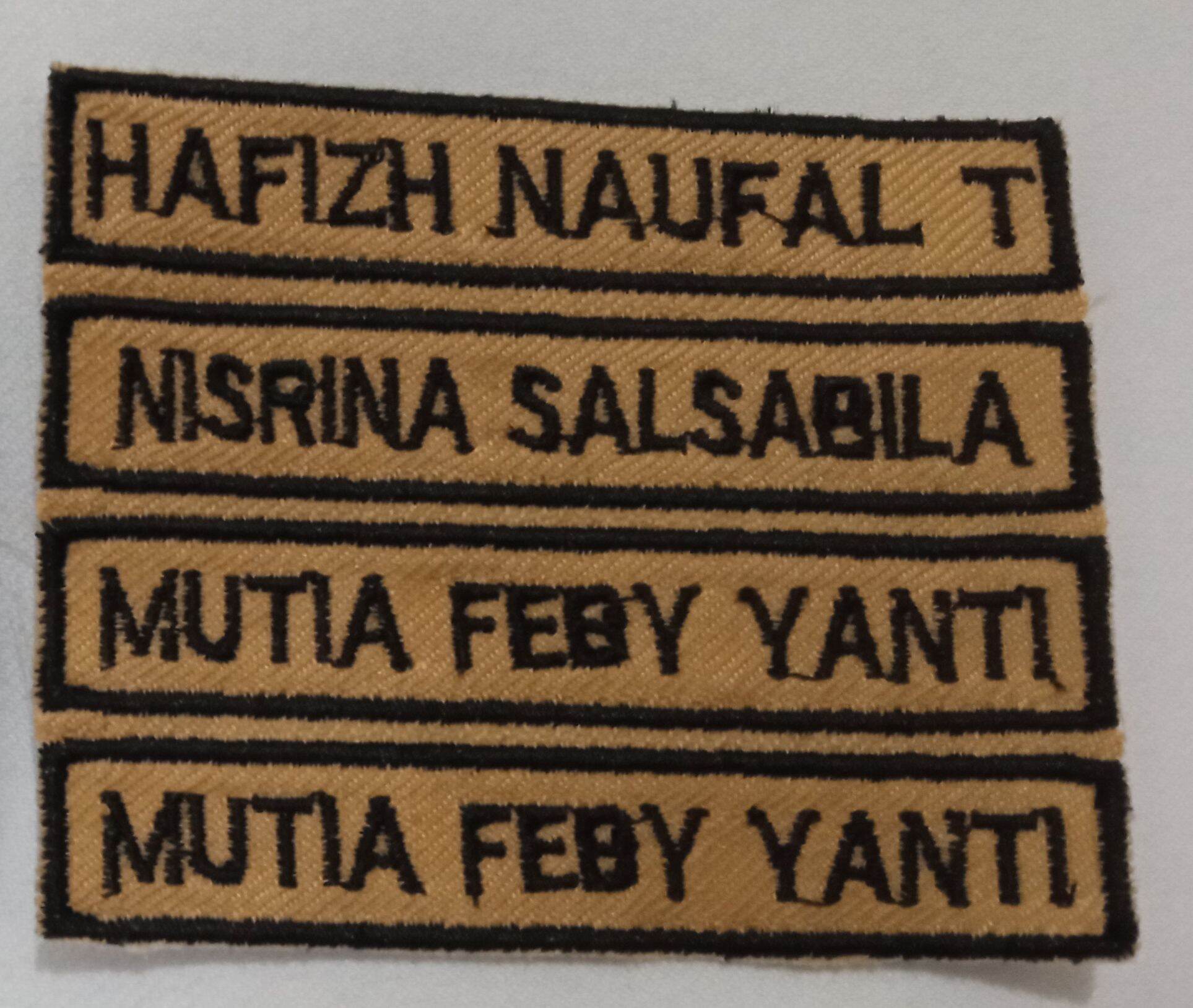 Bordir Custom Nama Dada Name Tag Badge Papan Nama Bordir Komputer ...