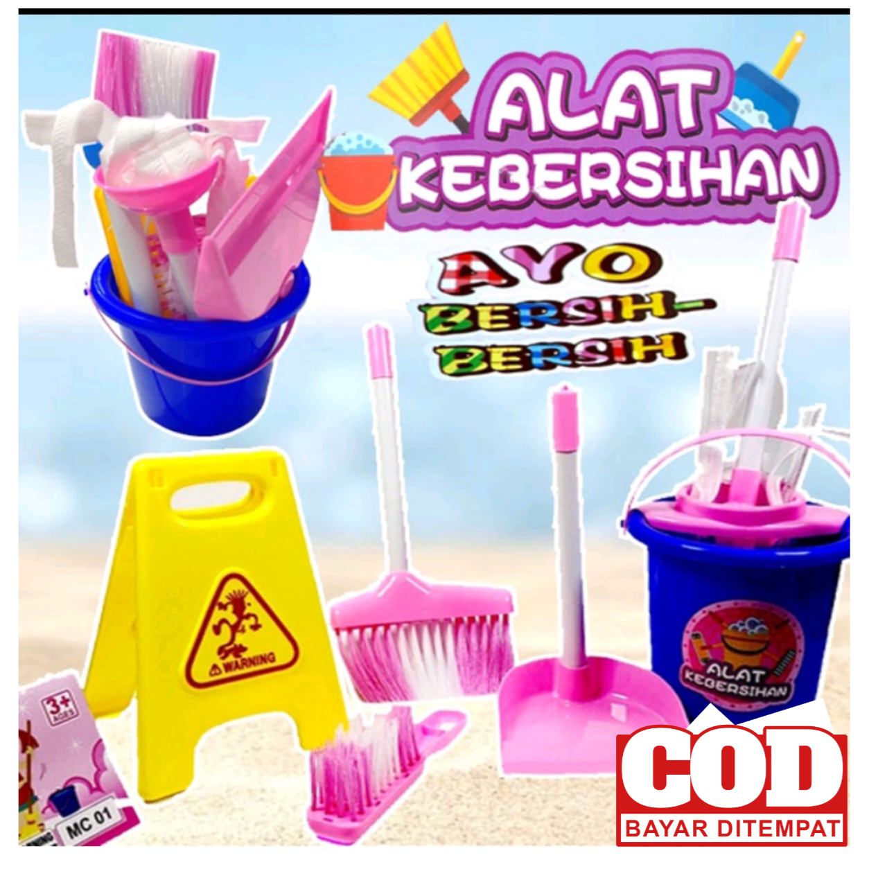 MAINAN Anak ALAT KEBERSIHAN EMBER PEL SAPU KOSEK CLEANING SERVICE SET ...