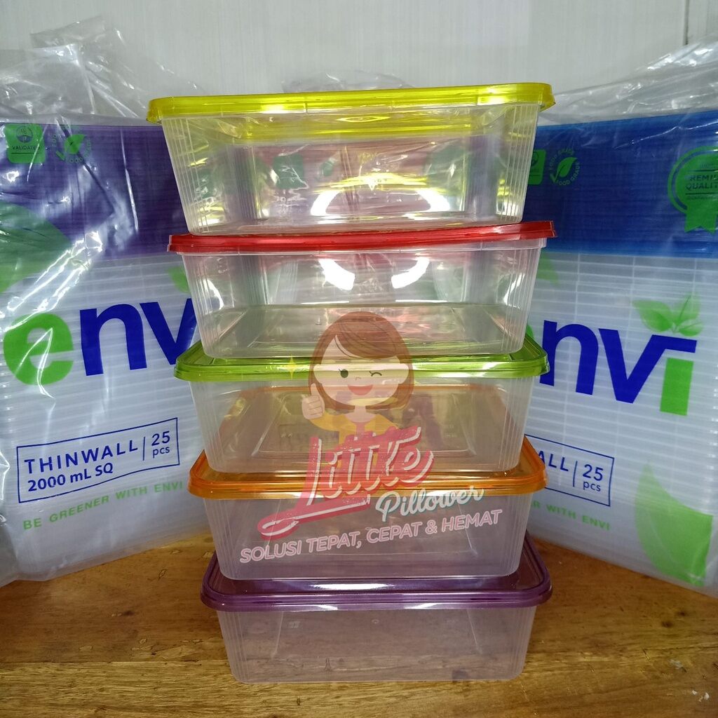 (ISI 25 pcs )Thinwall ENVI 2000ml Jumbo Color Warna Super Fleksibel ...