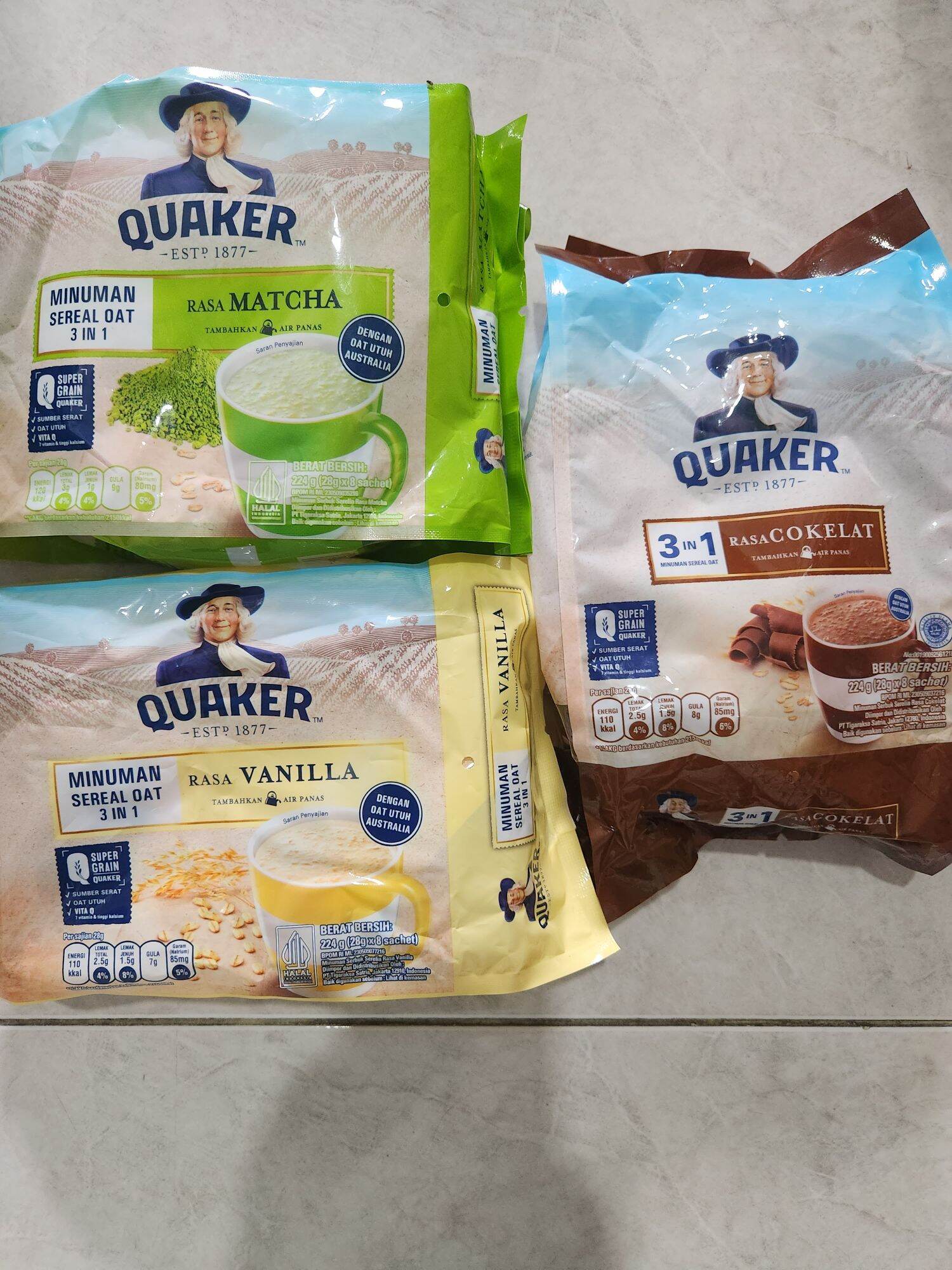 Quaker Oatmeal 3 in 1 isi 8 sachet | Lazada Indonesia