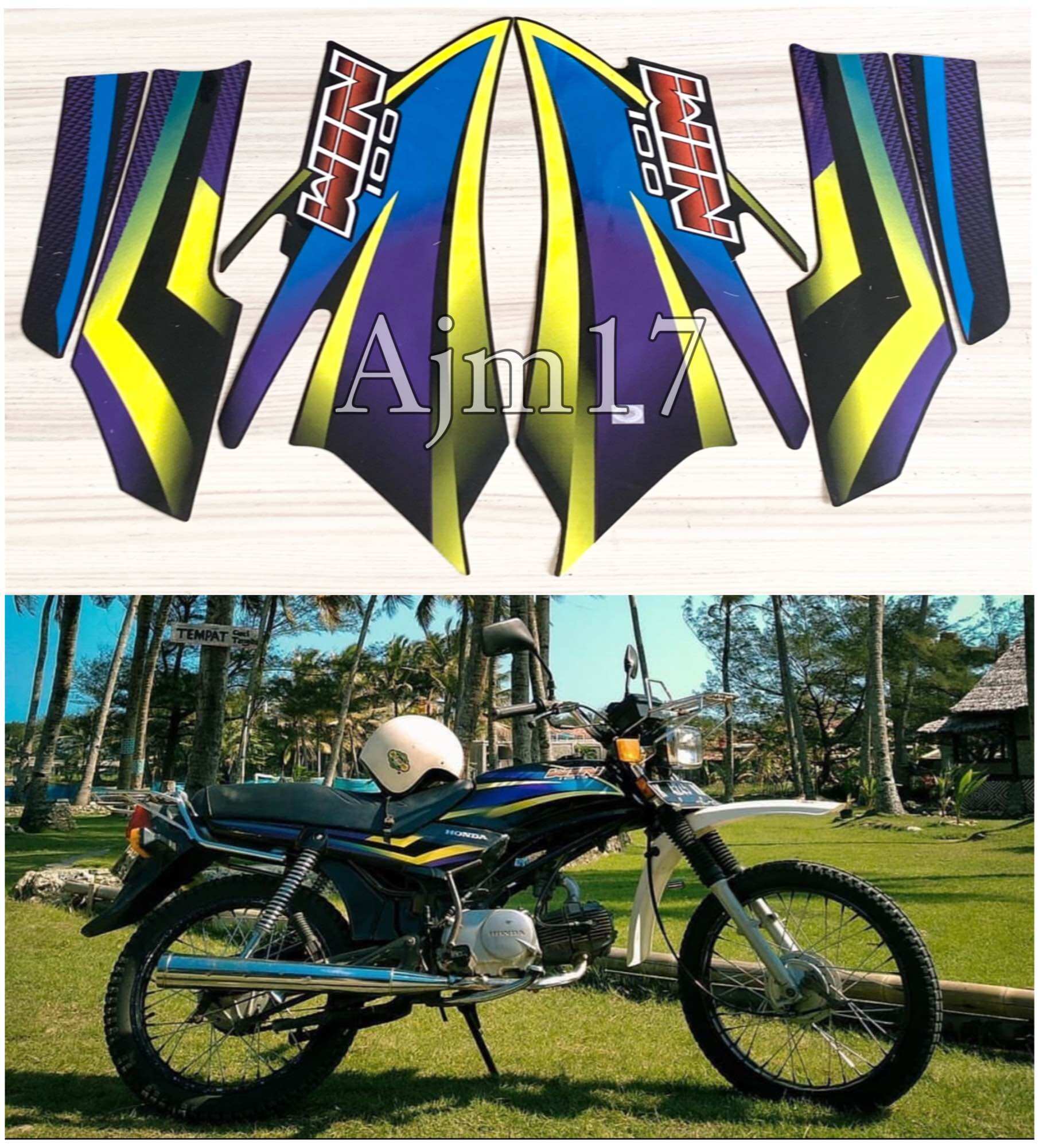 STIKER STRIPING HONDA WIN 2004 HITAM BIRU LIS KUNING | Lazada Indonesia