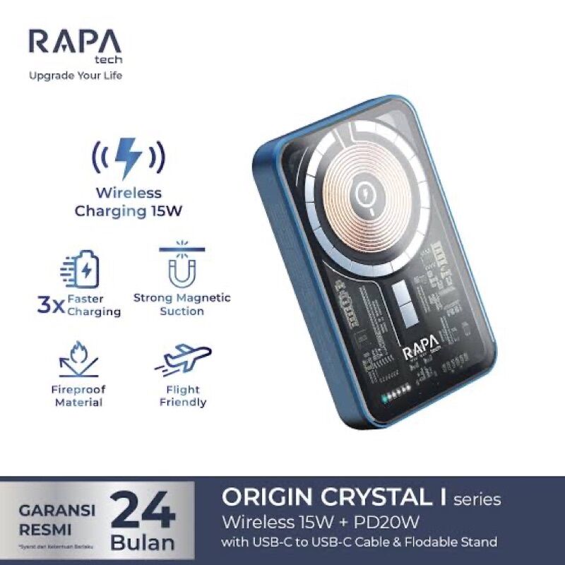 RAPA tech PB2011 Crystal Powerbank Magnetic Wireless 15W PD20W Fast | Lazada Indonesia