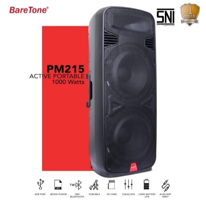 Speaker portable bluetooth Baretone dobel 15 x-bass PM-215 PM2-15 | Lazada Indonesia