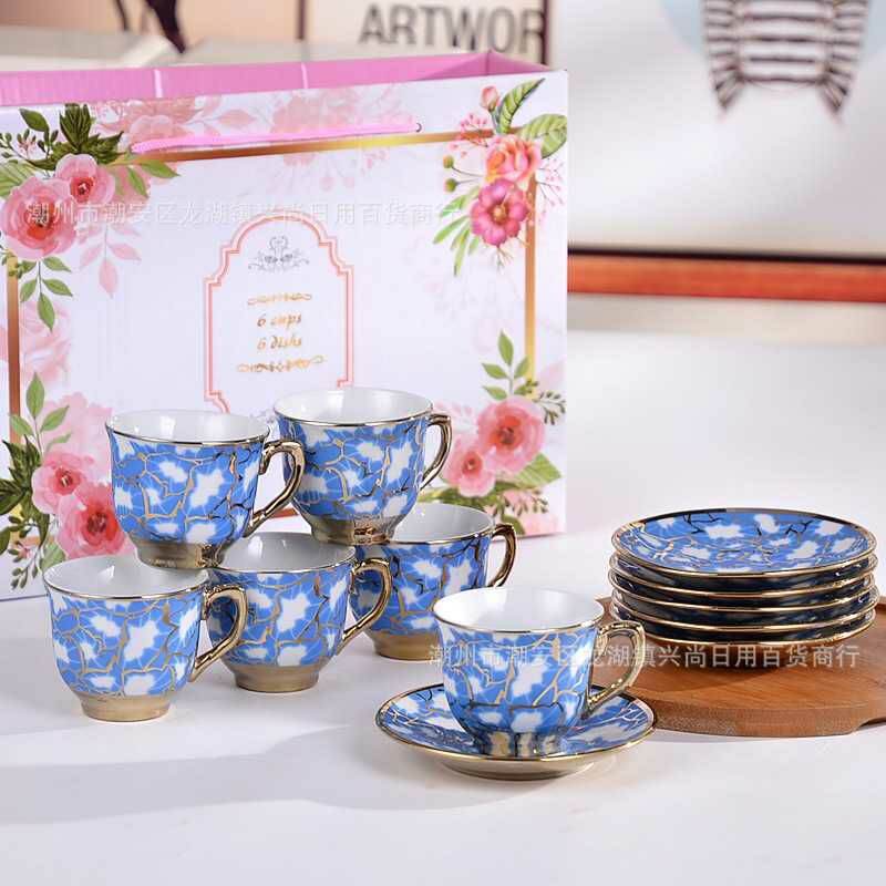 cangkir keramik set 6 in European style/cangkir desain unik/kado ...