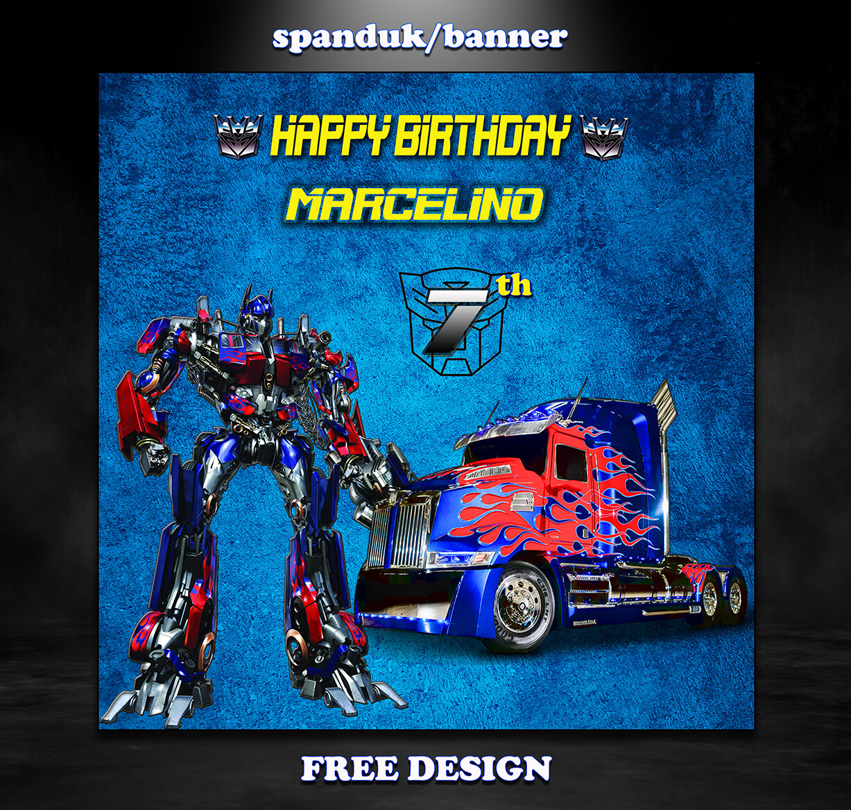 Spanduk / Backdrop Banner Ulang Tahun / Tema Transformers / Free Design ...
