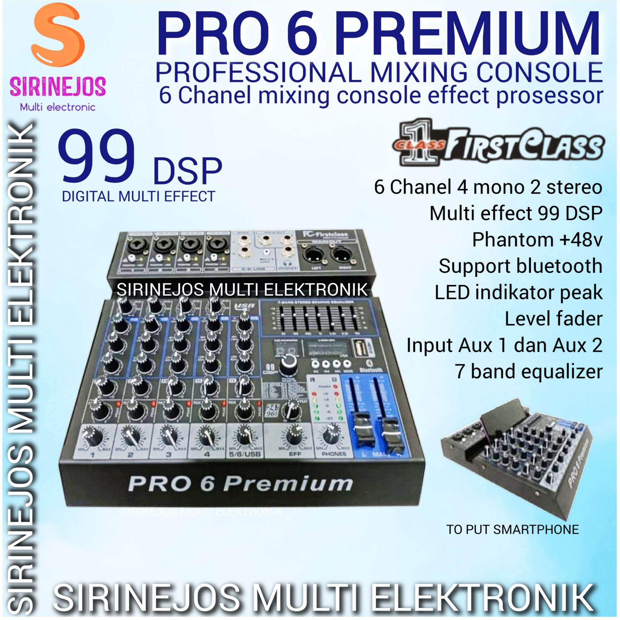 MIXER AUDIO MIXER 6 CHANEL PRO 6 PREMIUM FIRSTCLASS PROFESSIONAL MIXING CONSOLE first class ...