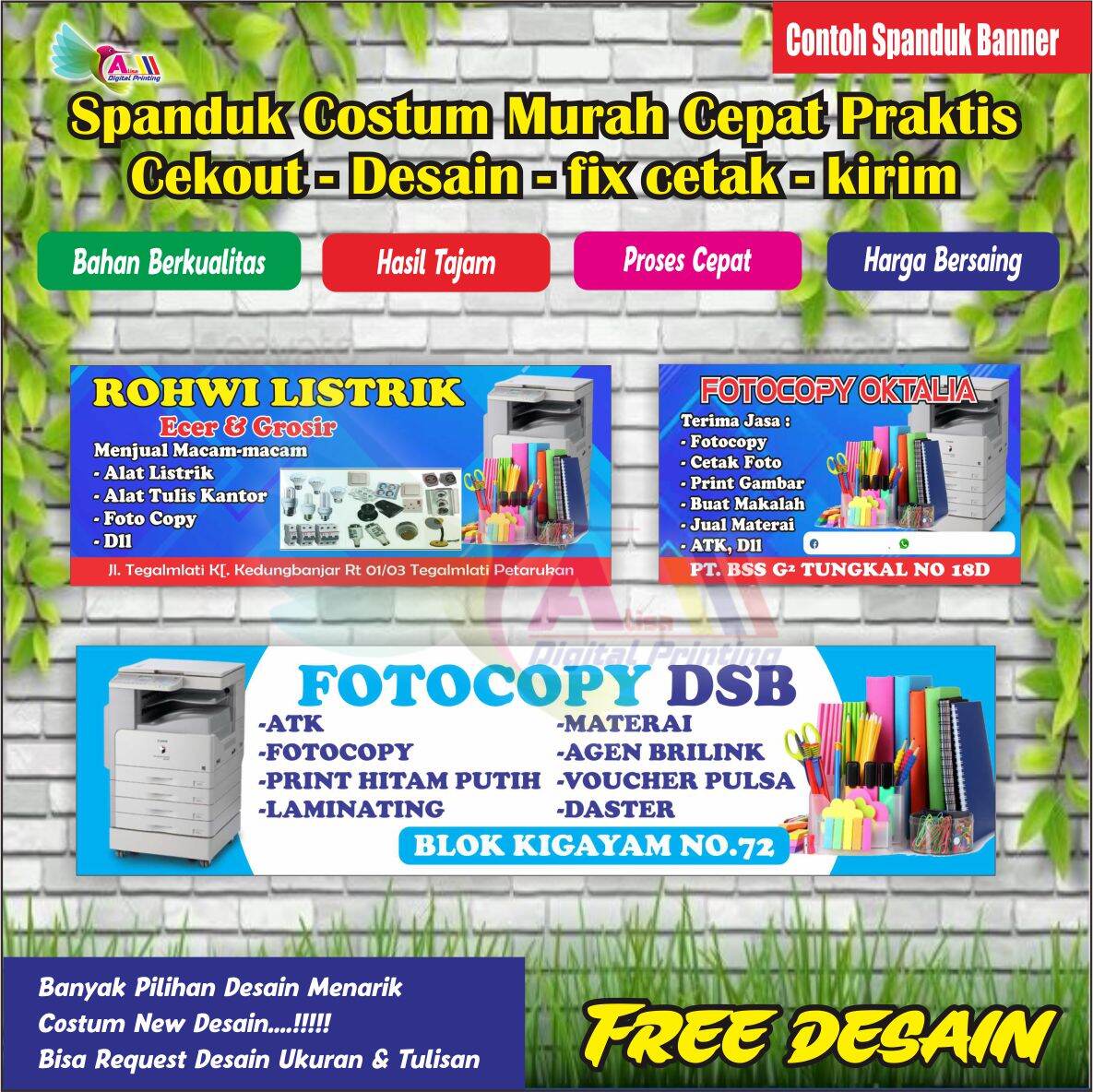 Cetak Spanduk Fotocopy,Bengkelmotor,stemmotormobil,LaundryFreedesain | Lazada Indonesia