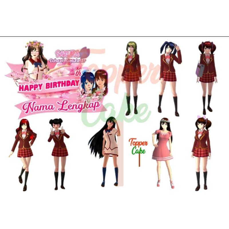 Topper Cake Sakura School Simulator Girl gratis Tambah Nama dan Foto ...
