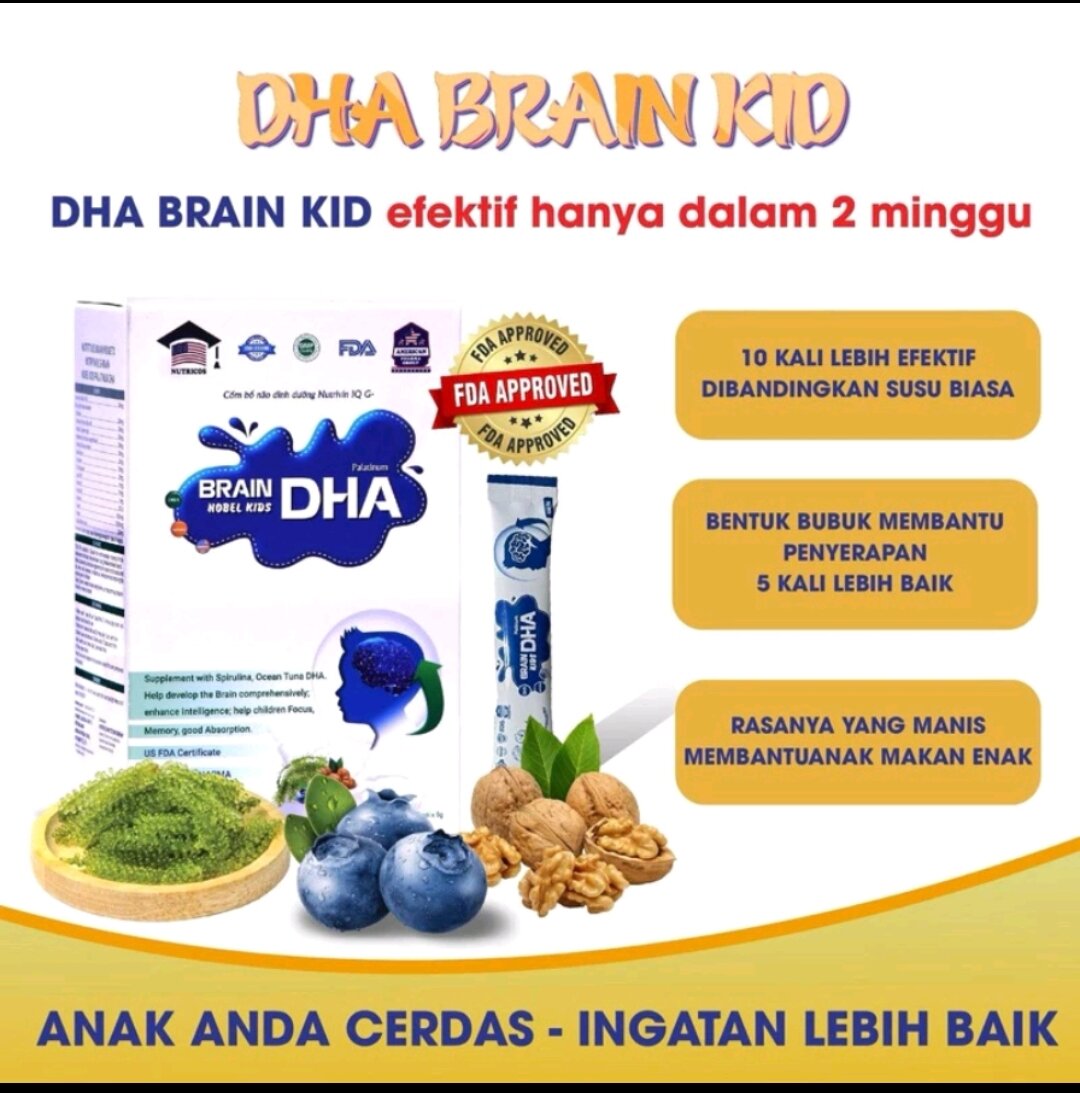 DHA Brain Kids Original 100% - Vitamin Nutrisi Otak Anak Cerdas Brain ...