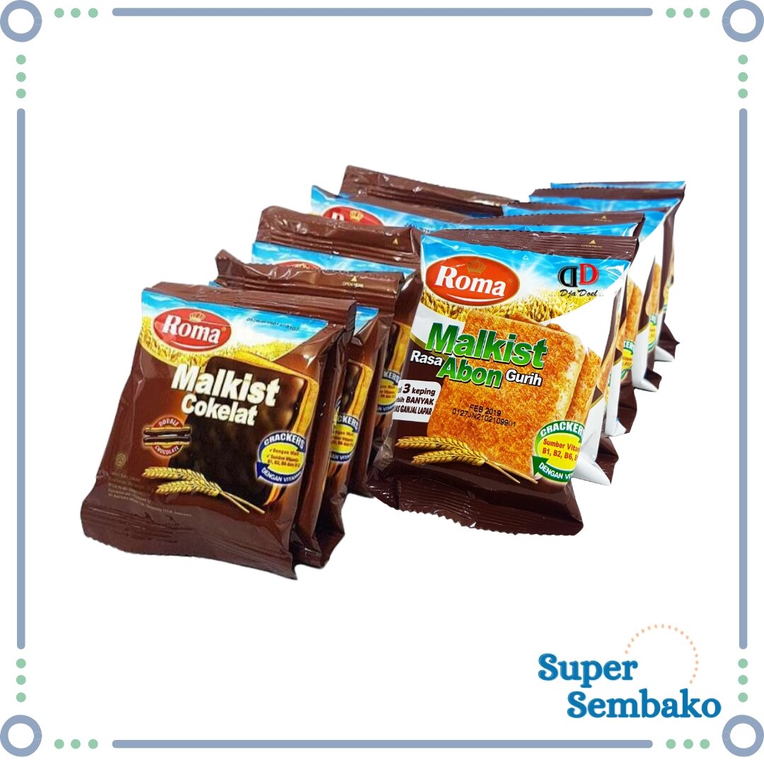 SNACK BISKUIT CRACKERS GANDUM ROMA MALKIST ABON / COKLAT / COKELAT 27g ...