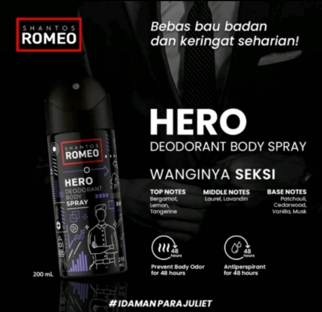 SHANTOS ROMEO DEODORANT BODY SPRAY 200L | Lazada Indonesia