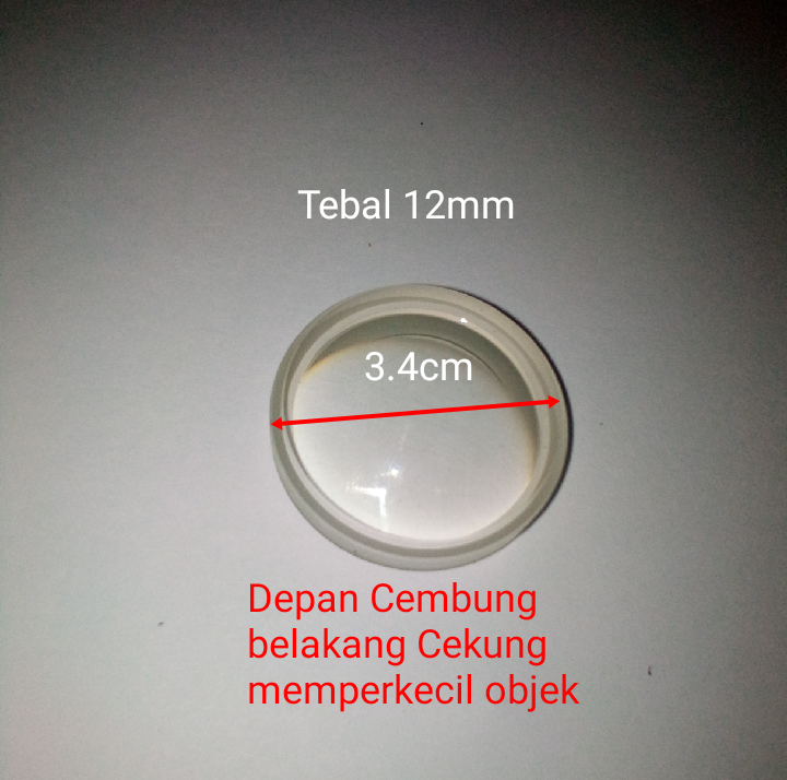 LENSA PROYEKTOR CEKUNG MEMPERKECIL OBJEK DIAMETER 3.4CM TEBAL 12MM ...