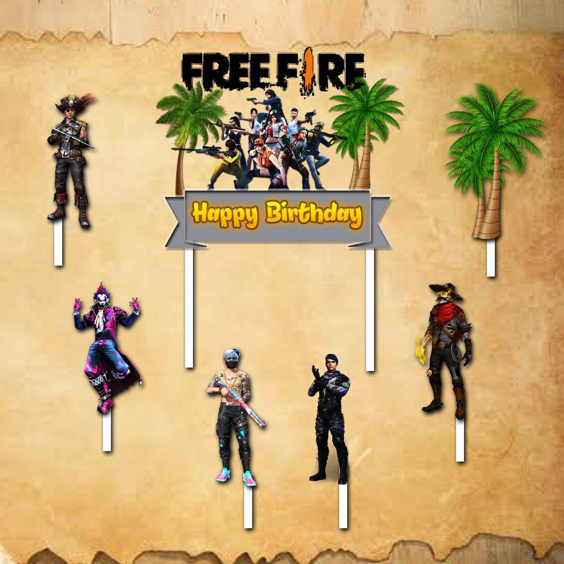 Topper cake free fire Happy birthday Hiasan kue ulang tahun | Lazada ...