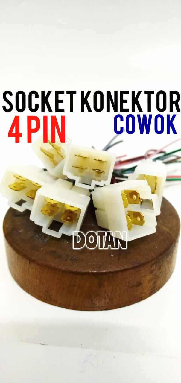 SOKET SOCKET KONEKTOR 4 PIN COWOK/MALE (SUDAH TERMASUK SKUN DAN KABEL ...