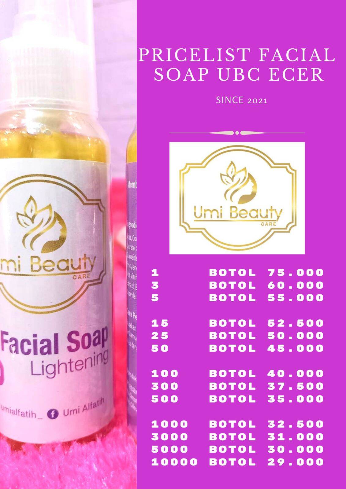 ECER FACE SOAP LIGHTENING UBC / SABUN MUKA UBC / FACIAL WASH UMI BEAUTY ...