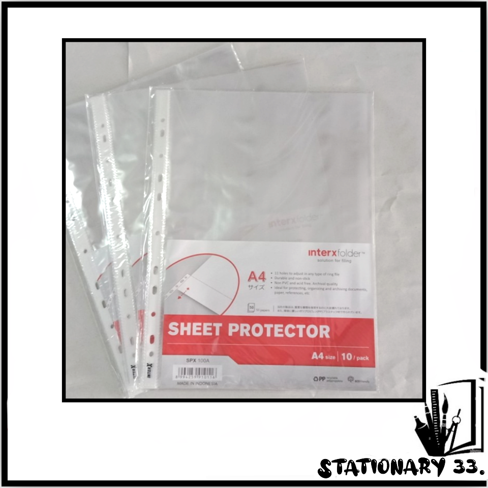 Plastik PP Pocket / Sheet Protector A4 Inter X Folder 1 Pak Isi 10 ...