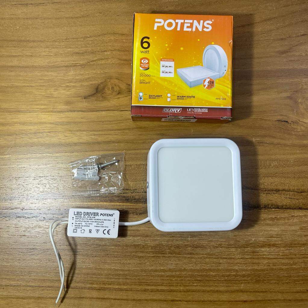 POTENS DOWNLIGHT LED 6 WATT KOTAK PUTIH / LAMPU PLAFON OUTBOW PPS-006 ...