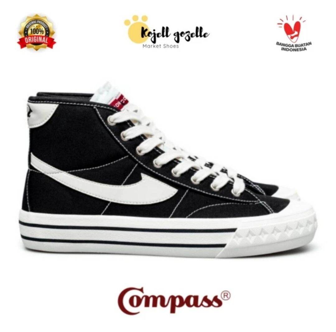 Sepatu Compass Retrograde Hi Decon Black White | Lazada Indonesia